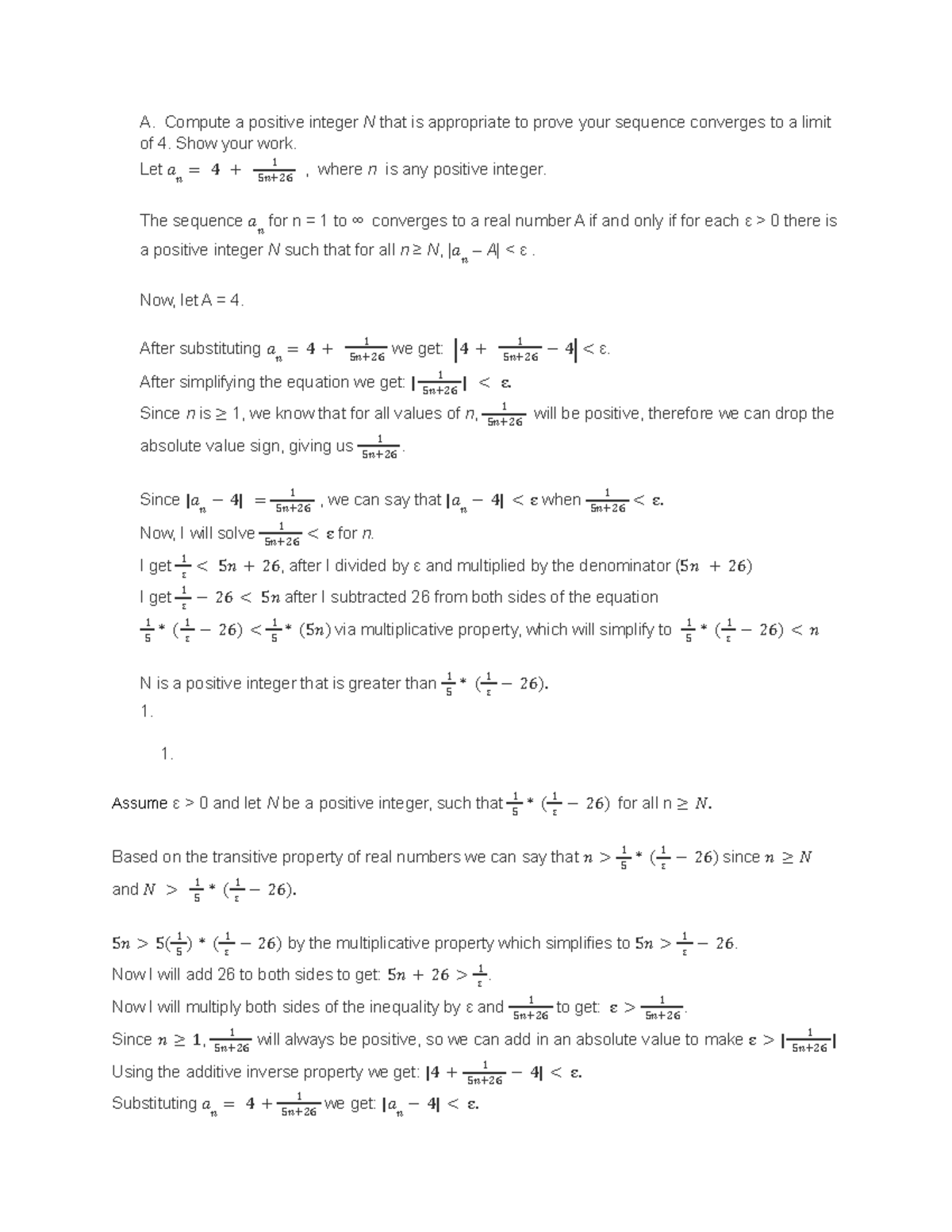 Advanced Calculus Task 3 - A. Compute a positive integer N that is ...