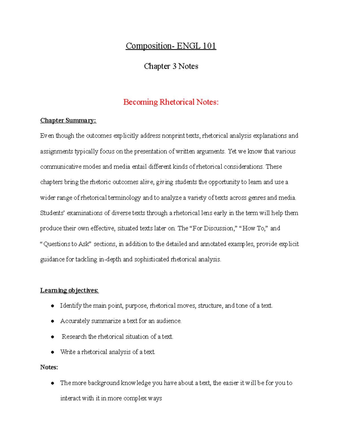 Composition- ENGL 101 Ch3 - Composition- ENGL 101 Chapter 3 Notes ...