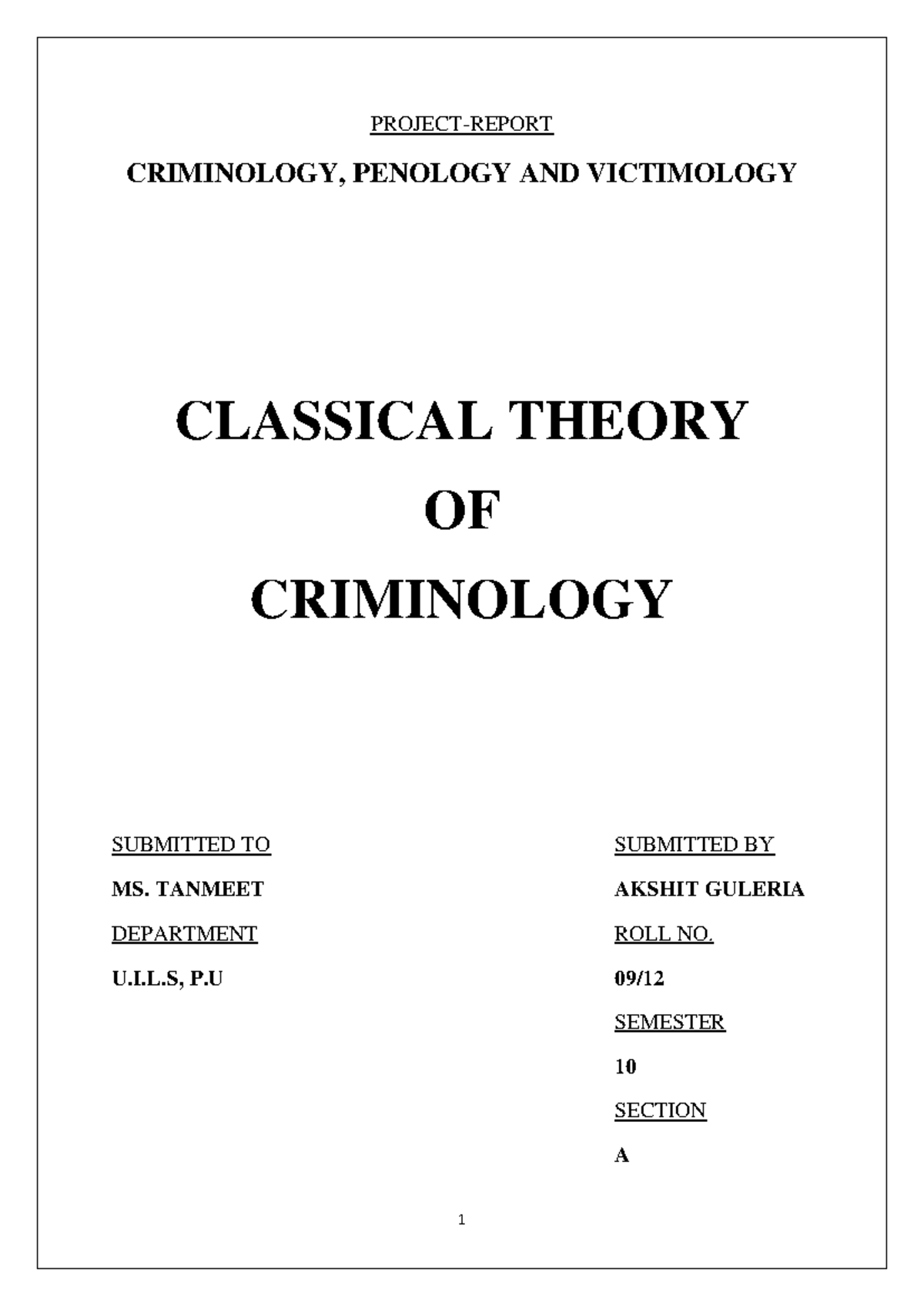 Feismo - FFFFFF - PROJECT-REPORT CRIMINOLOGY, PENOLOGY AND VICTIMOLOGY ...