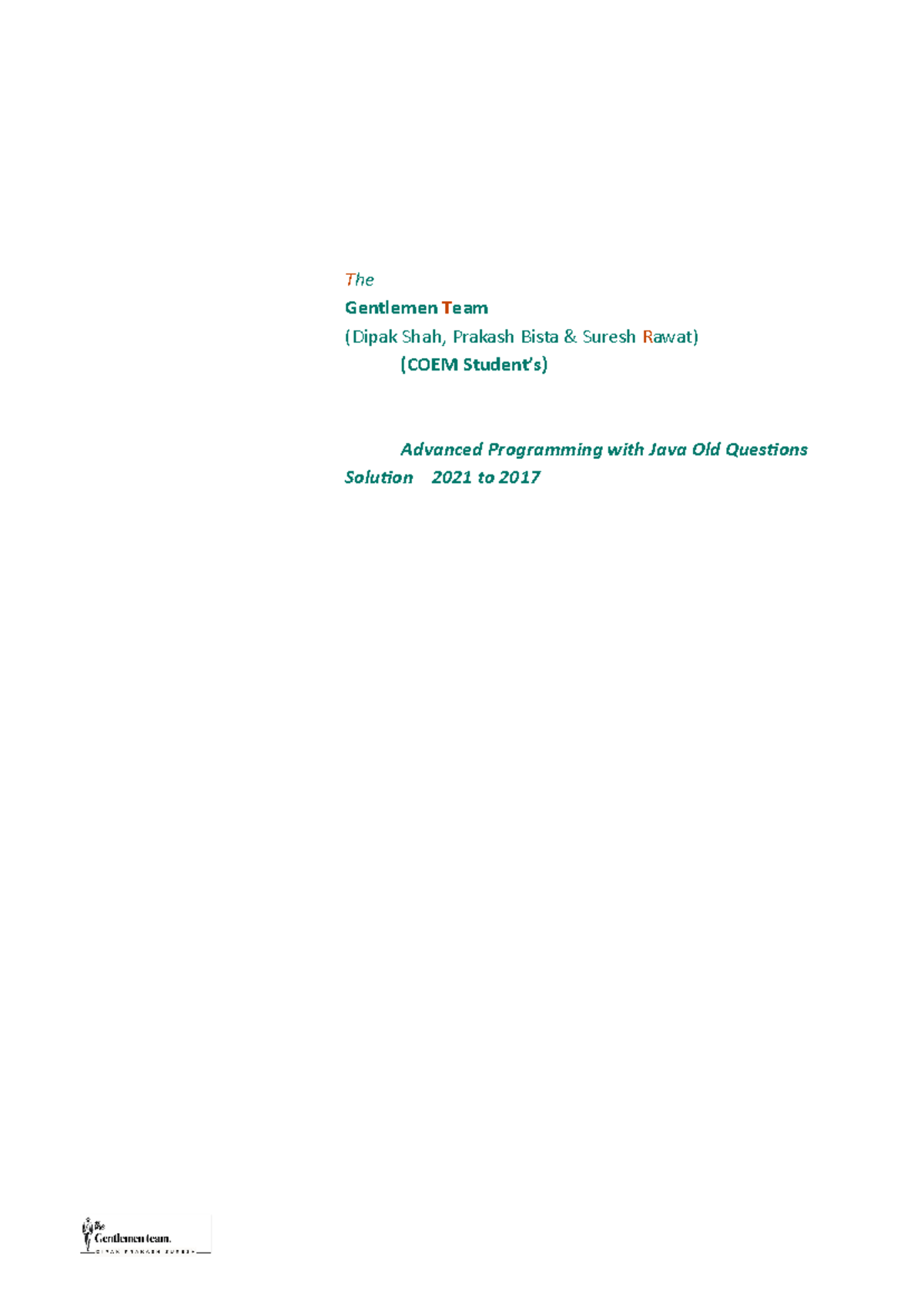 Advanced Programming with java old question solution - Google Docs ...