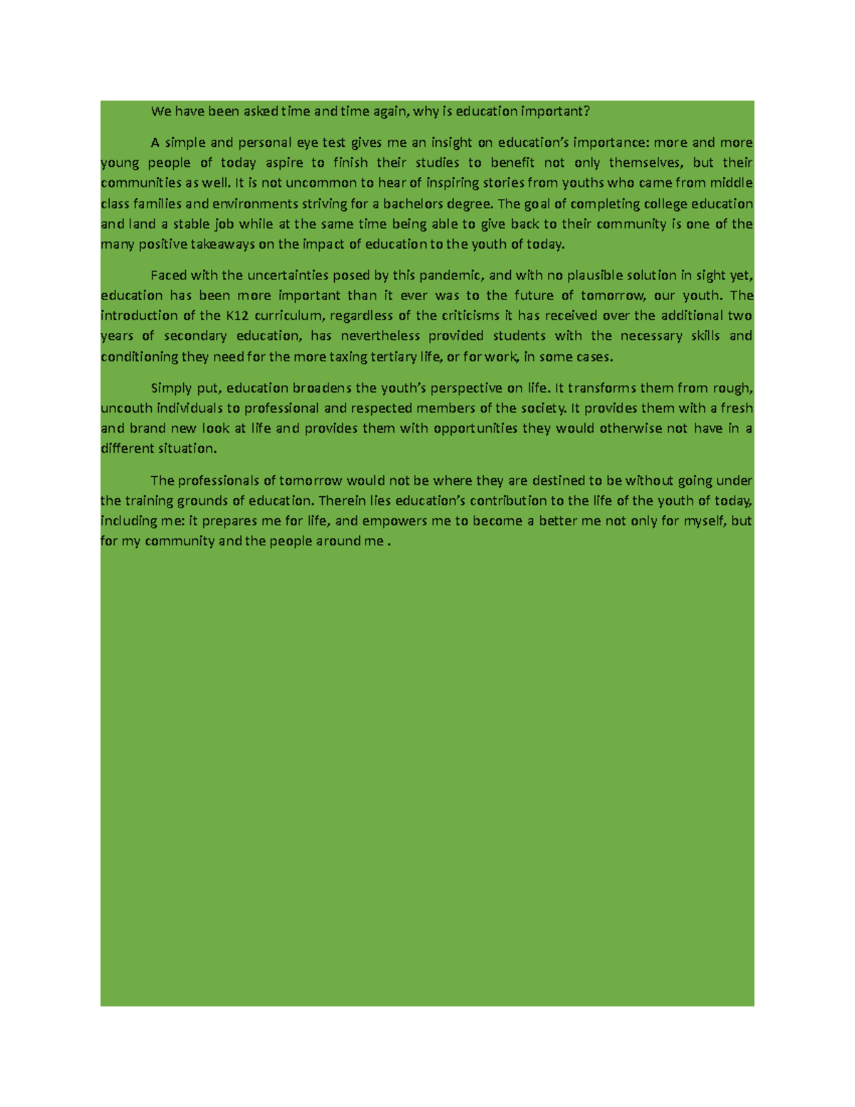 Essay wajan - Sample notes i used for campus journalism - We have been ...