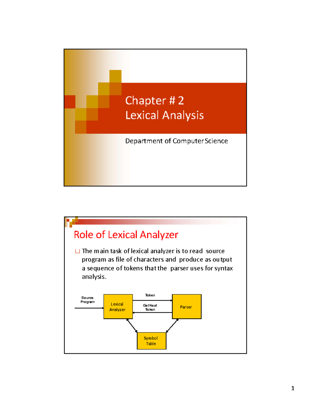 Chapter 2 - Lexical Analysis-converted-converted - Chapter # 2 Lexical ...