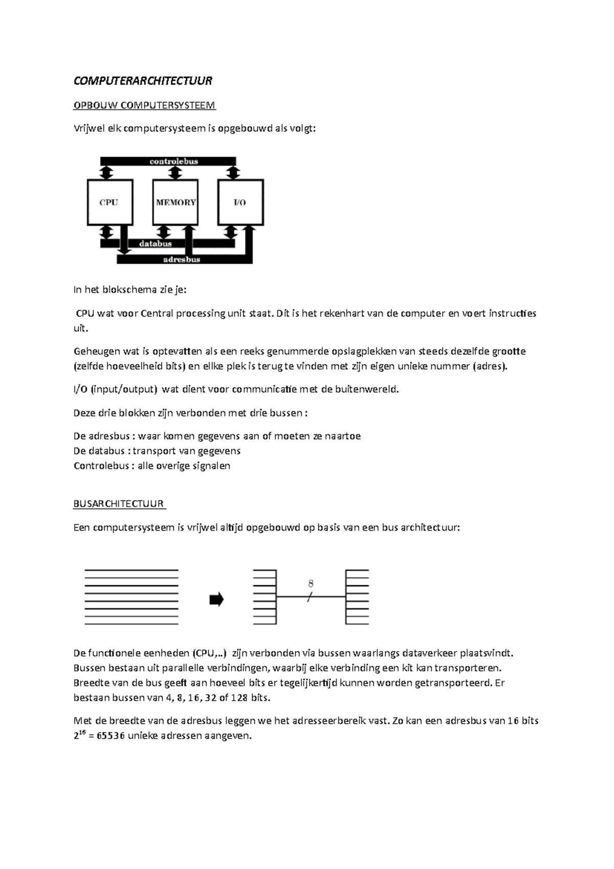 3. Computerarchitectuur - COMPUTERARCHITECTUUR OPBOUW COMPUTERSYSTEEM ...