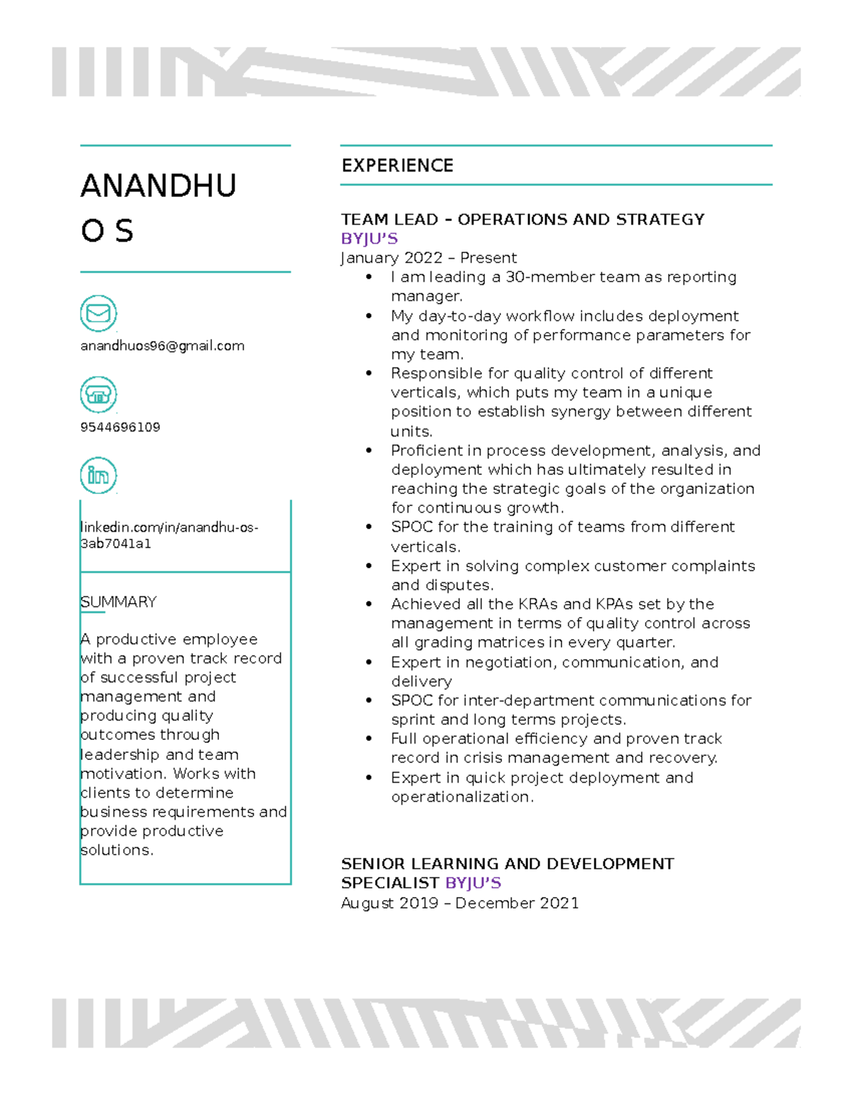 Anandhu O.S - NOTES - ANANDHU O S anandhuos96@gmail 9544696109 linkedin ...