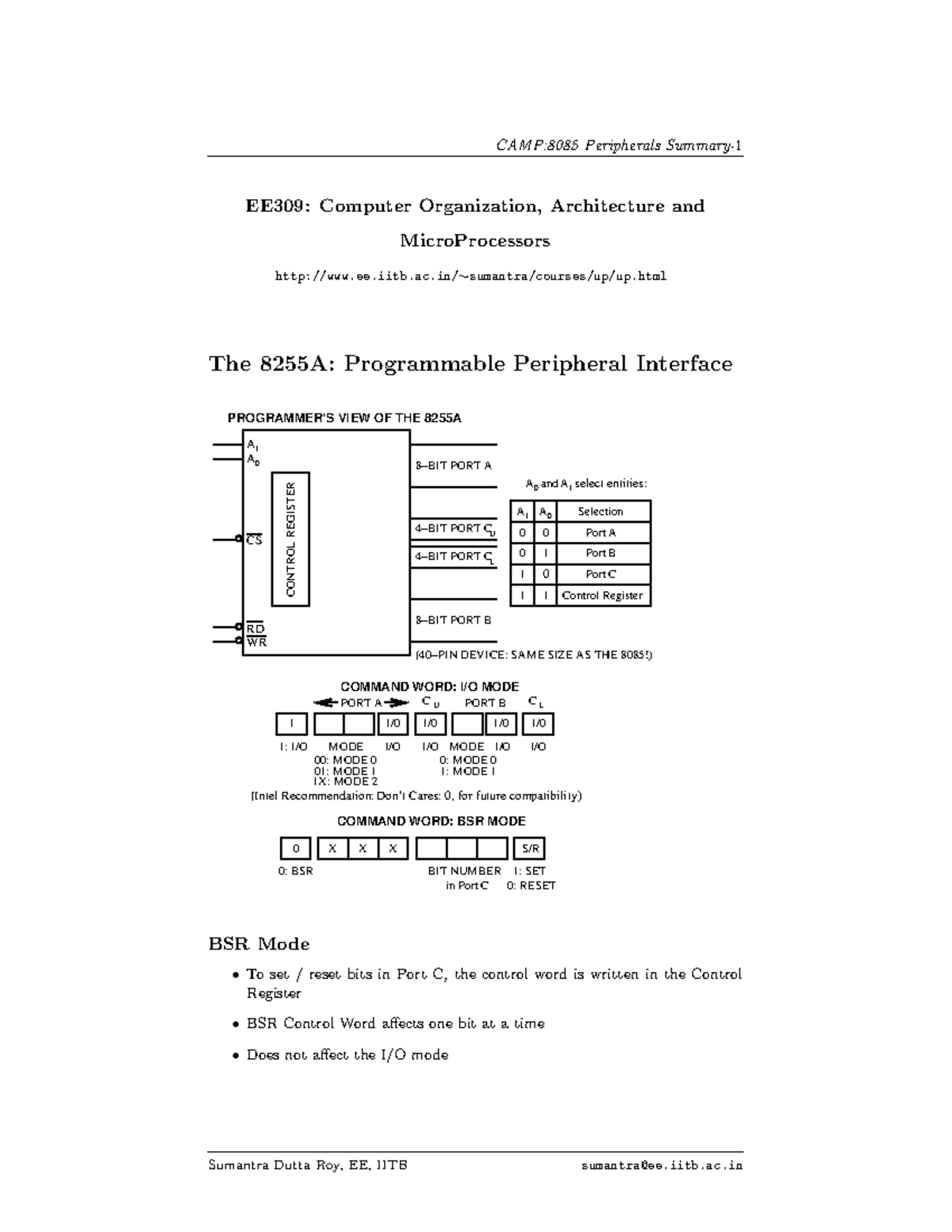 8085 peripherals - Programmable Peripheral Interface - EE309: Computer ...