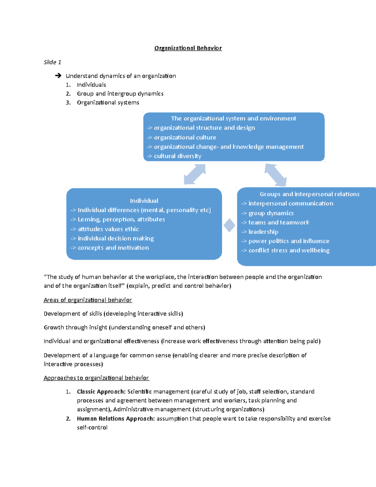 Oranizational Behaviour summary - Organizational Behavior Slide 1 ...