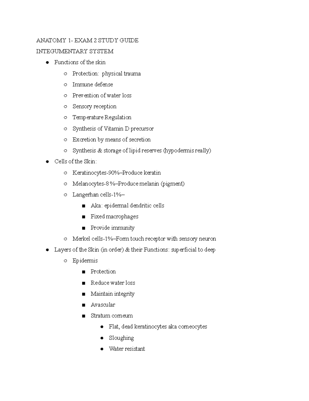 Anatomy 1 Exam 2 Study Guide - ANATOMY 1- EXAM 2 STUDY GUIDE ...