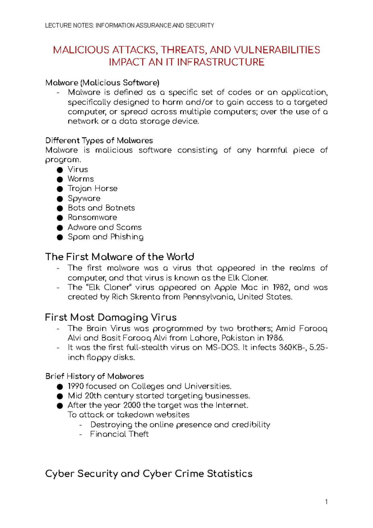 Malicious Attacks, Threats, AND Vulnerabilities Impact AN IT ...