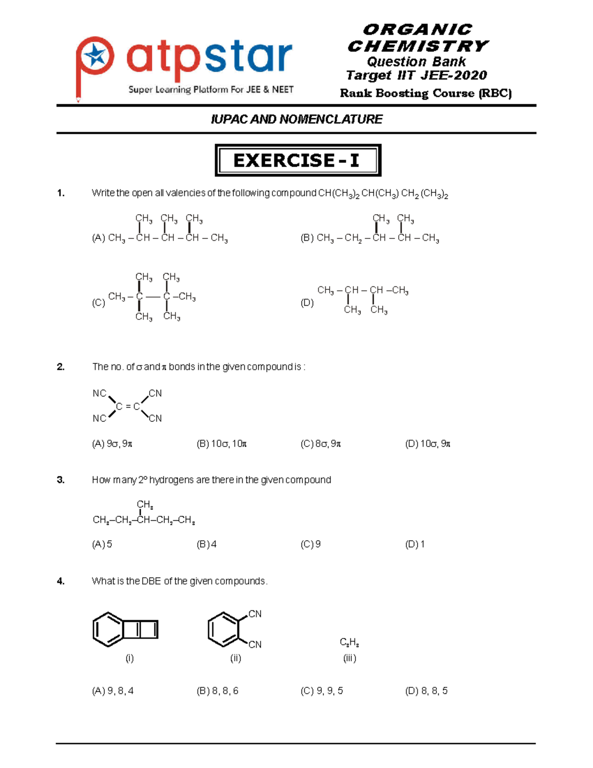 Iupac Nomenclature - .please - EXERCISE - I Write the open all ...