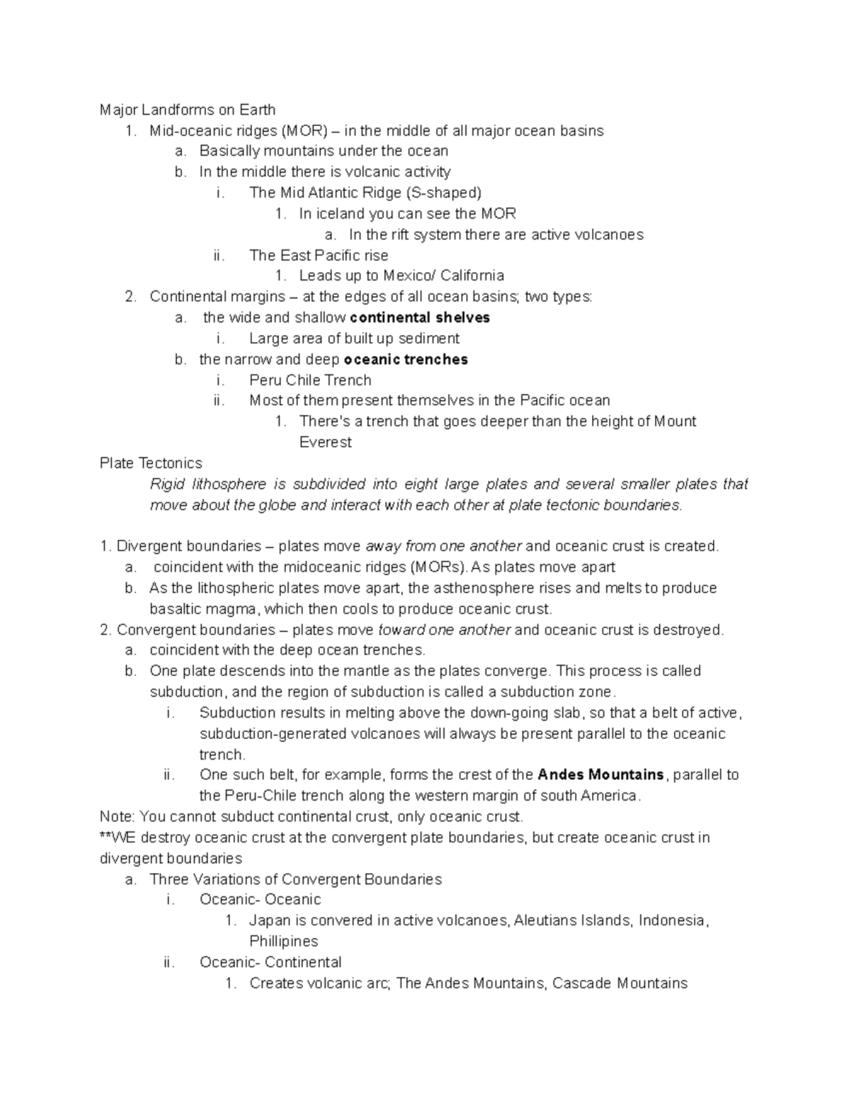 Geology 303 - Lecture notes Module 1 Lectures - Major Landforms on ...