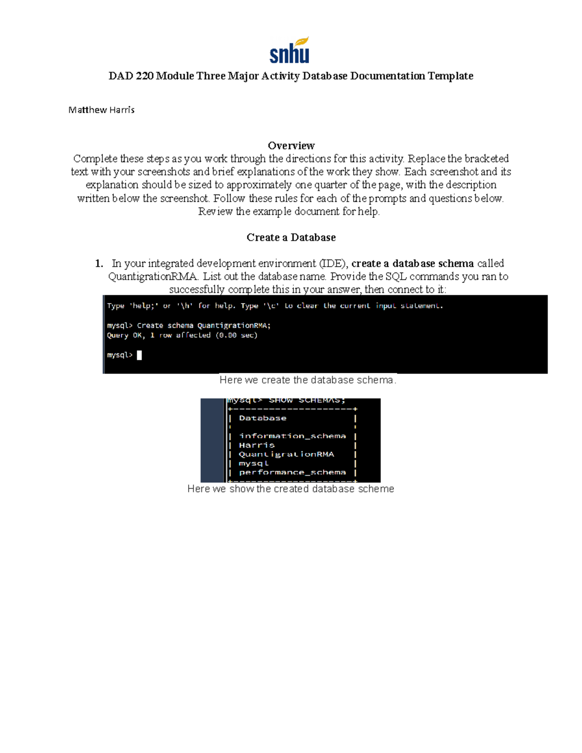 Matthew Harris Mod 3 Major Activity - DAD 220 Module Three Major ...