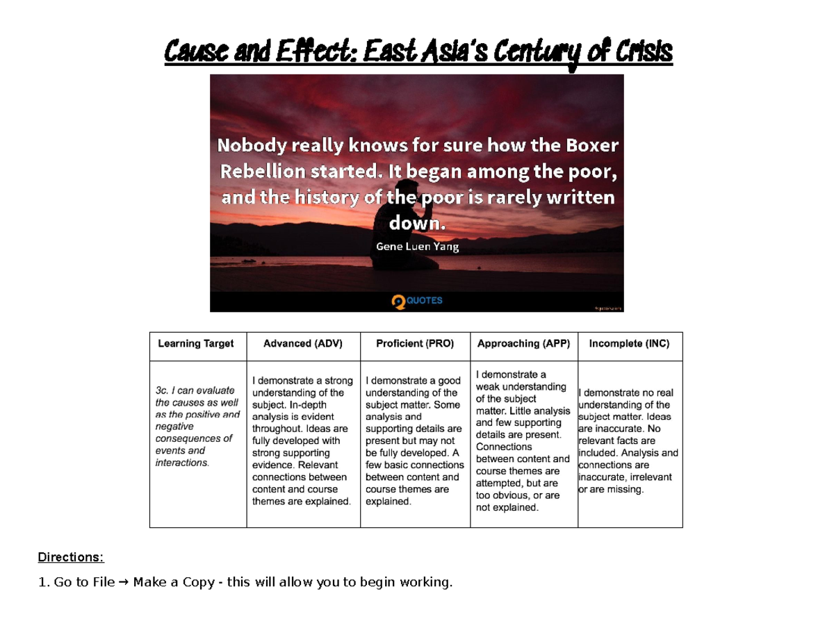 S2 WK 6 East Asia Crisis Chart (T3) - Cause and Effect: East Asia’s ...