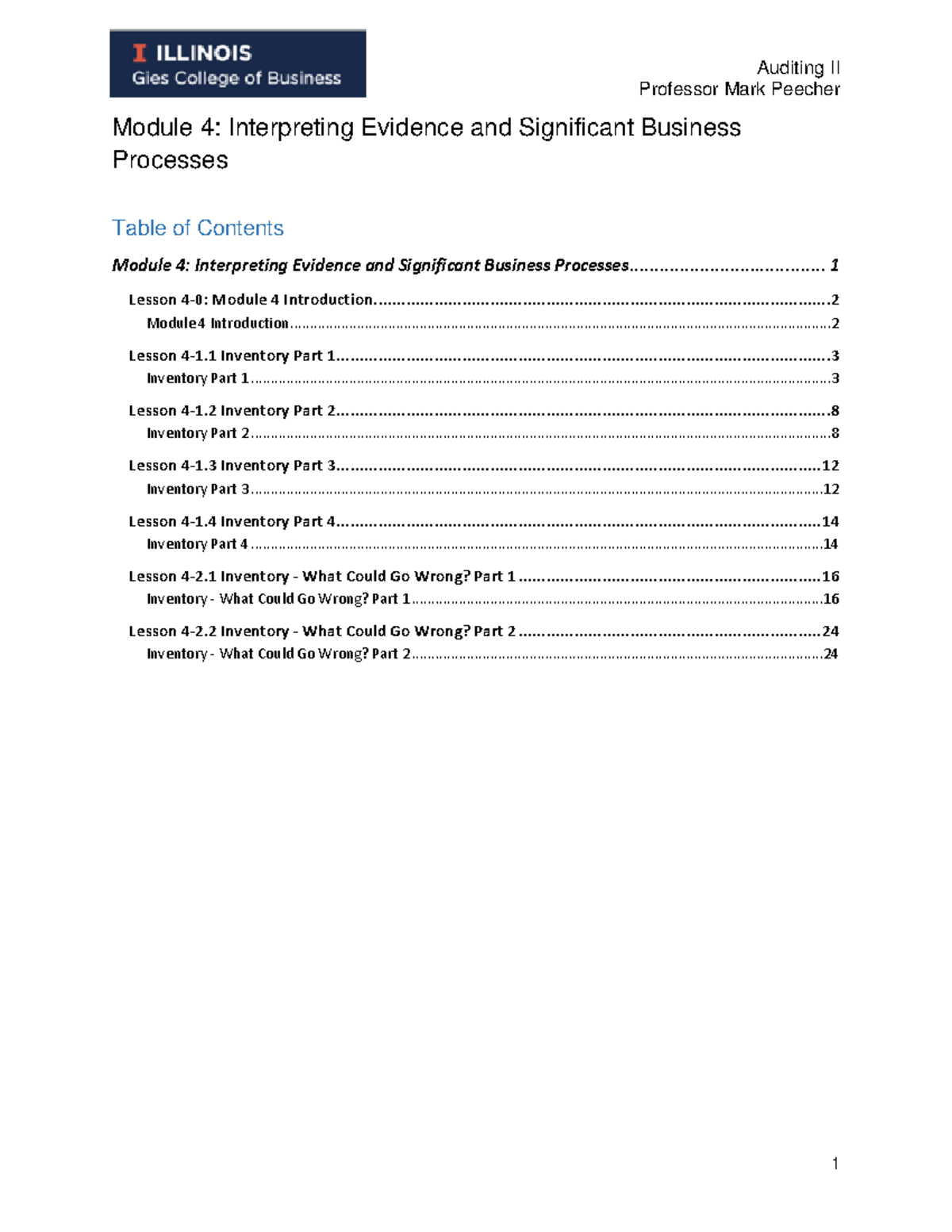 M4(pdf) - COURSERA - Professor Mark Peecher Module 4: Interpreting ...