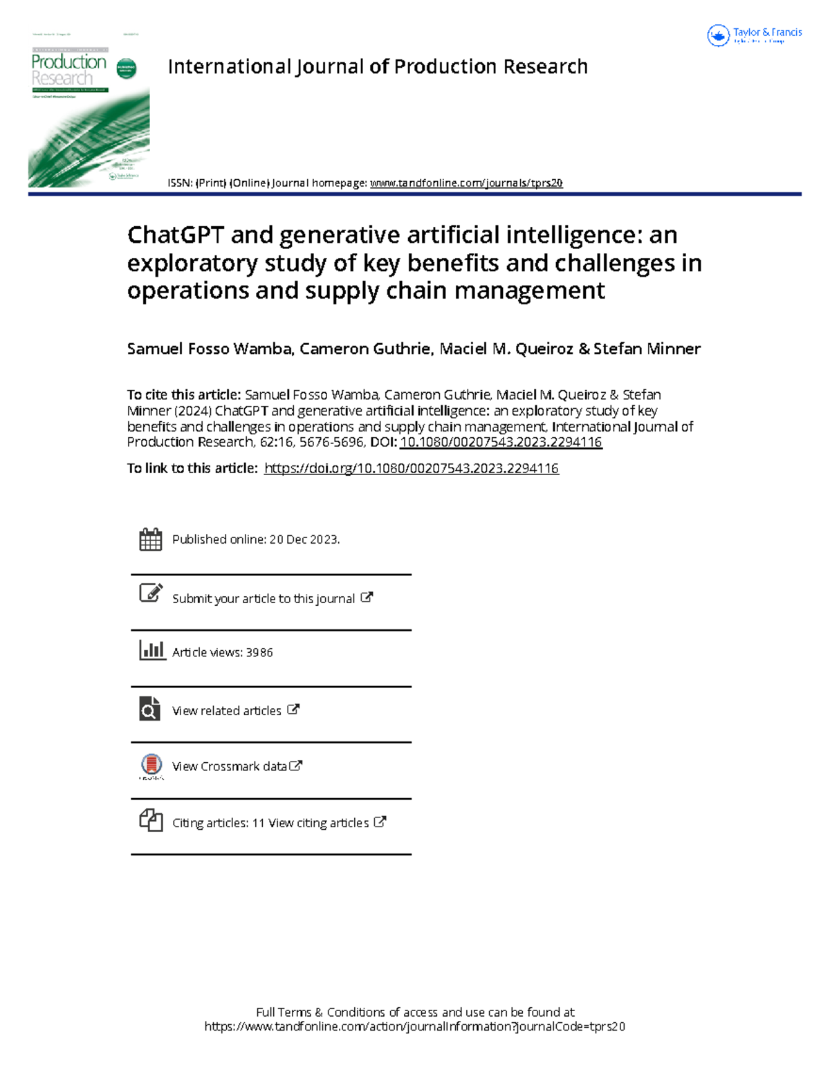 Chat Gpt And Generative Artificial Intelligence An Exploratory Study Of