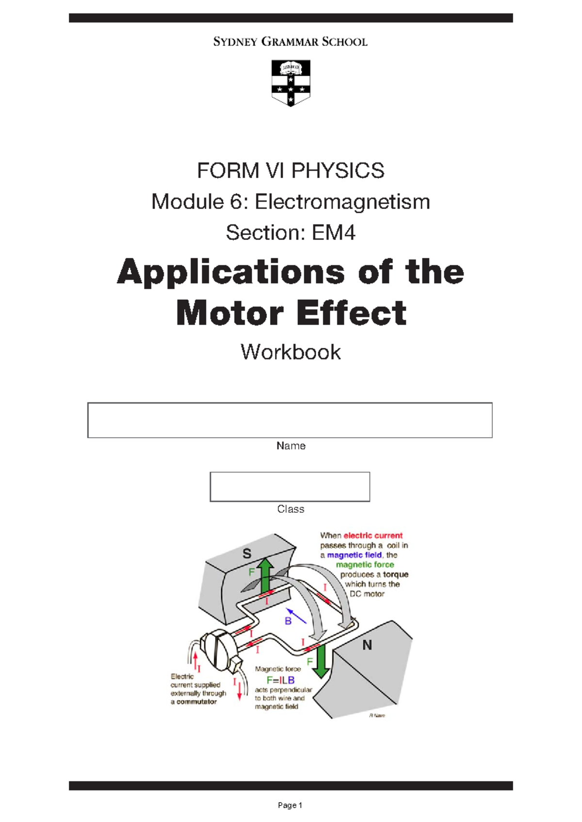 Applications of the Motor Effect - Applications of theModule 6 ...
