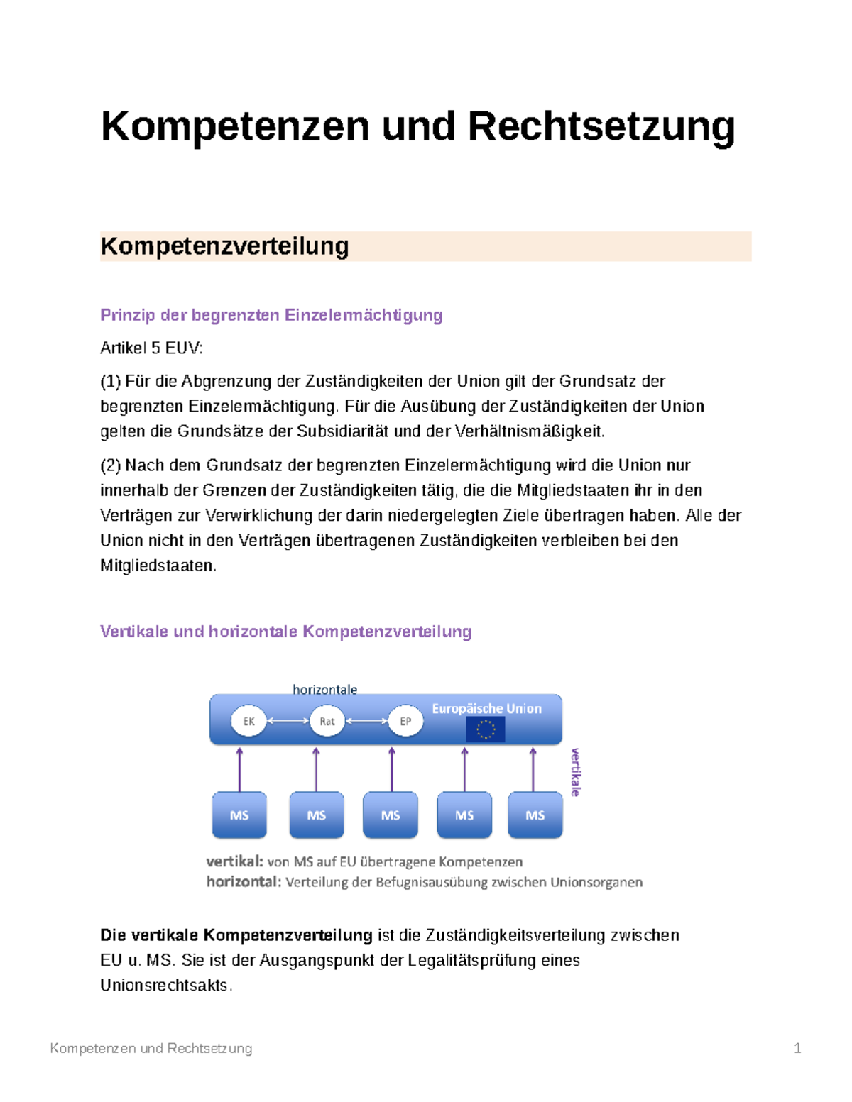 Kompetenzen und Rechtsetzung EU - Kompetenzen und Rechtsetzung ...