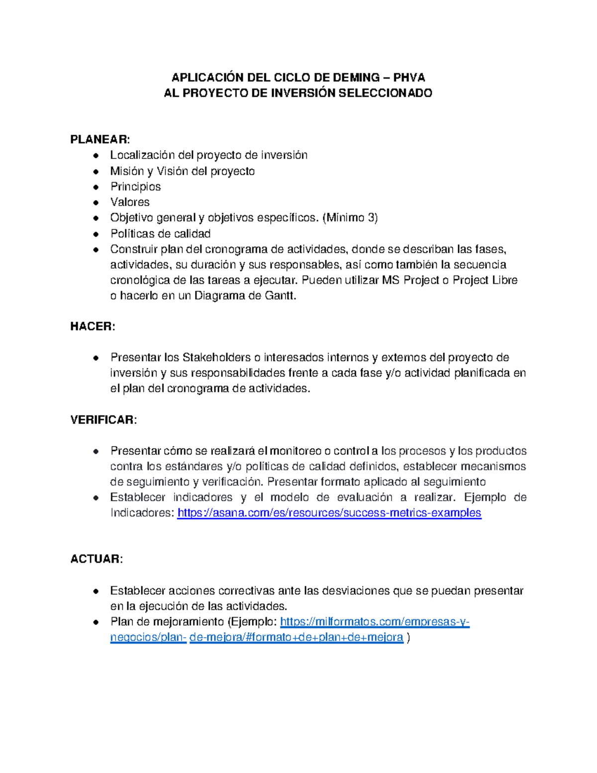 Aplicación DEL Ciclo Deming - PHVA - APLICACIÓN DEL CICLO DE DEMING ...