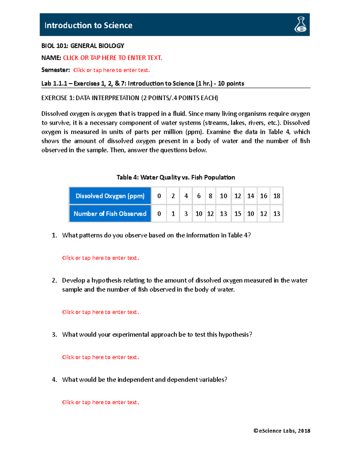 E Science Lab 1.1.1 Intro to Science(1) 2 - BIOL 101: GENERAL BIOLOGY ...