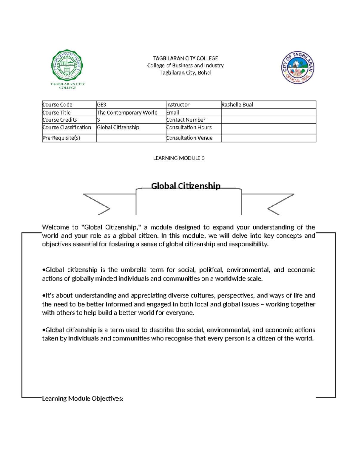 Global- Citizenship - In this module, we will delve into key concepts ...