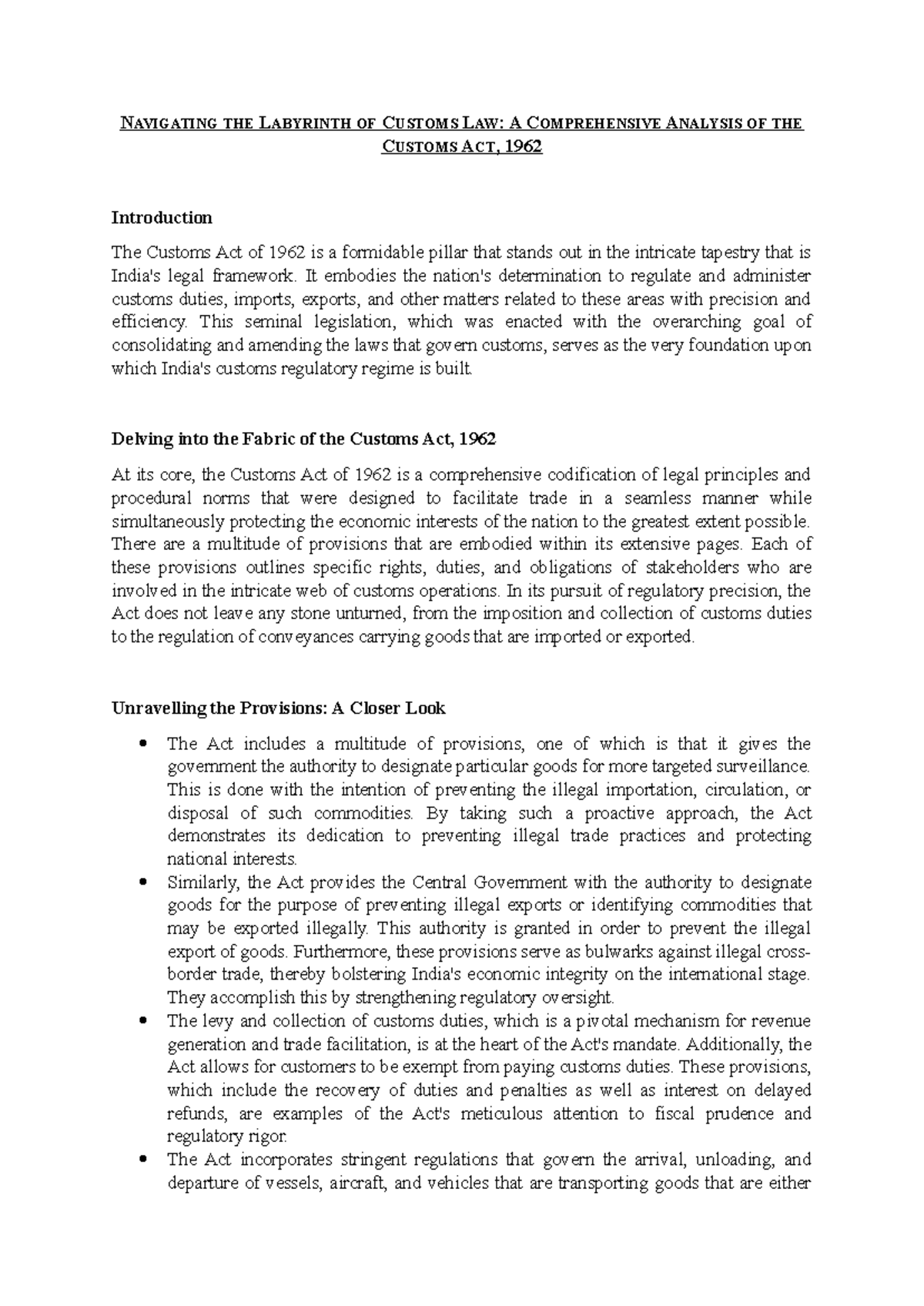 Navigating THE Labyrinth OF Customs LAW-A Comprehensive Analysis OF THE ...
