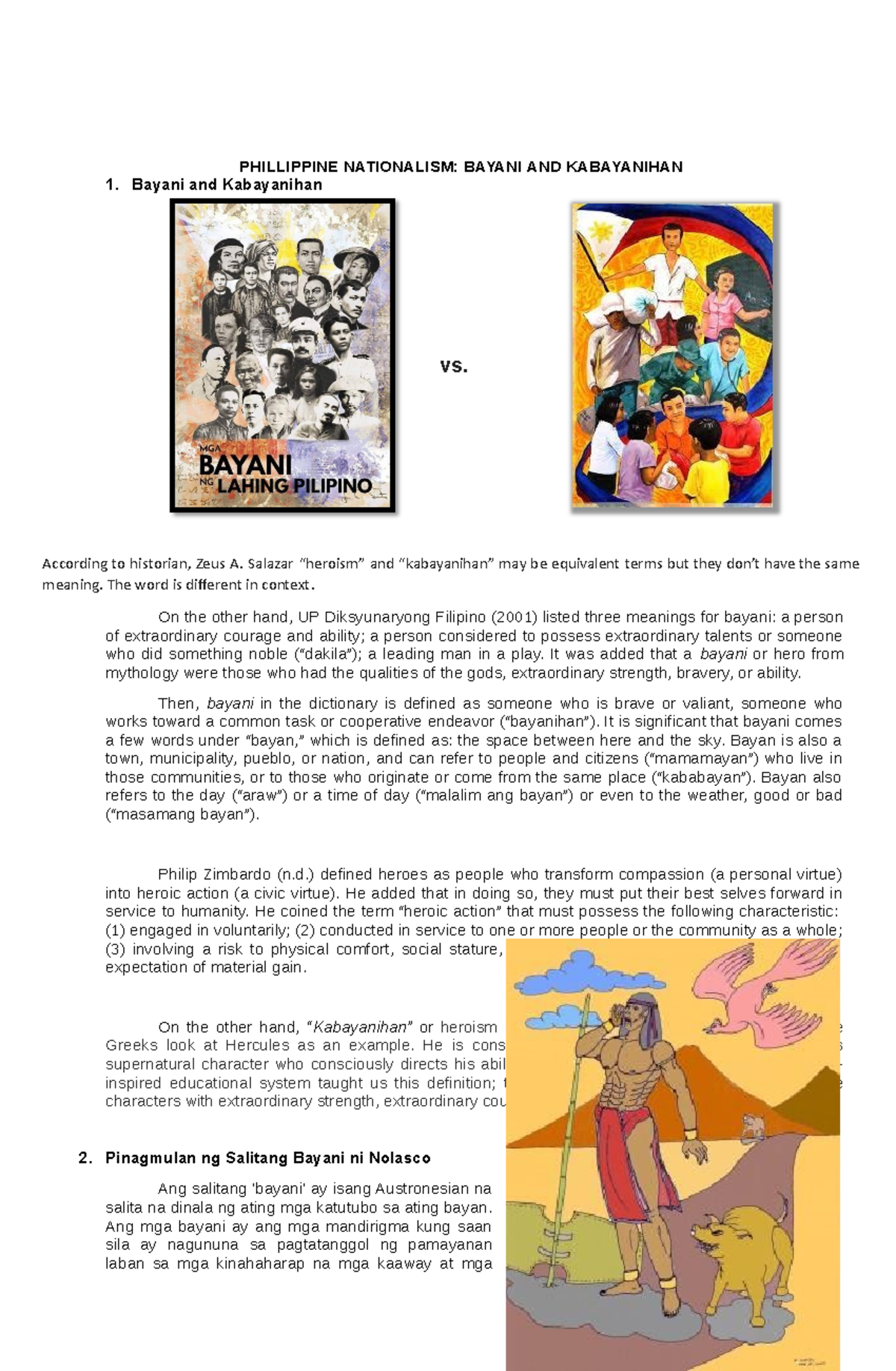 Phillippine Nationalism - PHILLIPPINE NATIONALISM: BAYANI AND ...