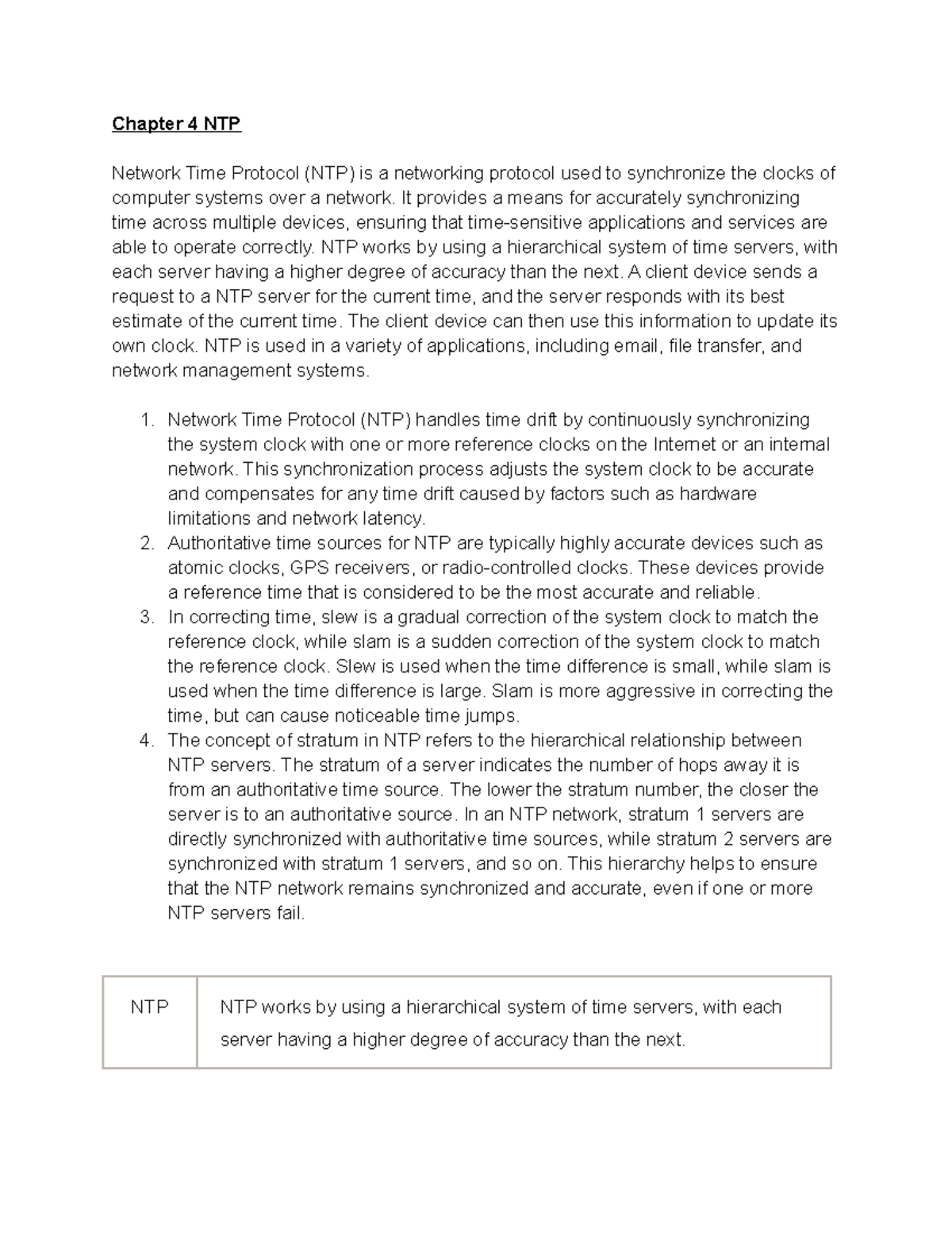 Chapter 4 NTP - Chapter 4 NTP Network Time Protocol (NTP) is a networking protocol used to - Studocu