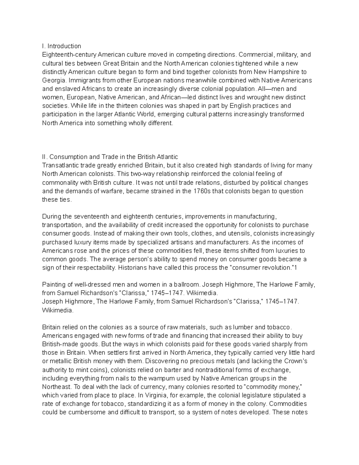 American YAWP Colonial Society - I. Introduction Eighteenth-century ...