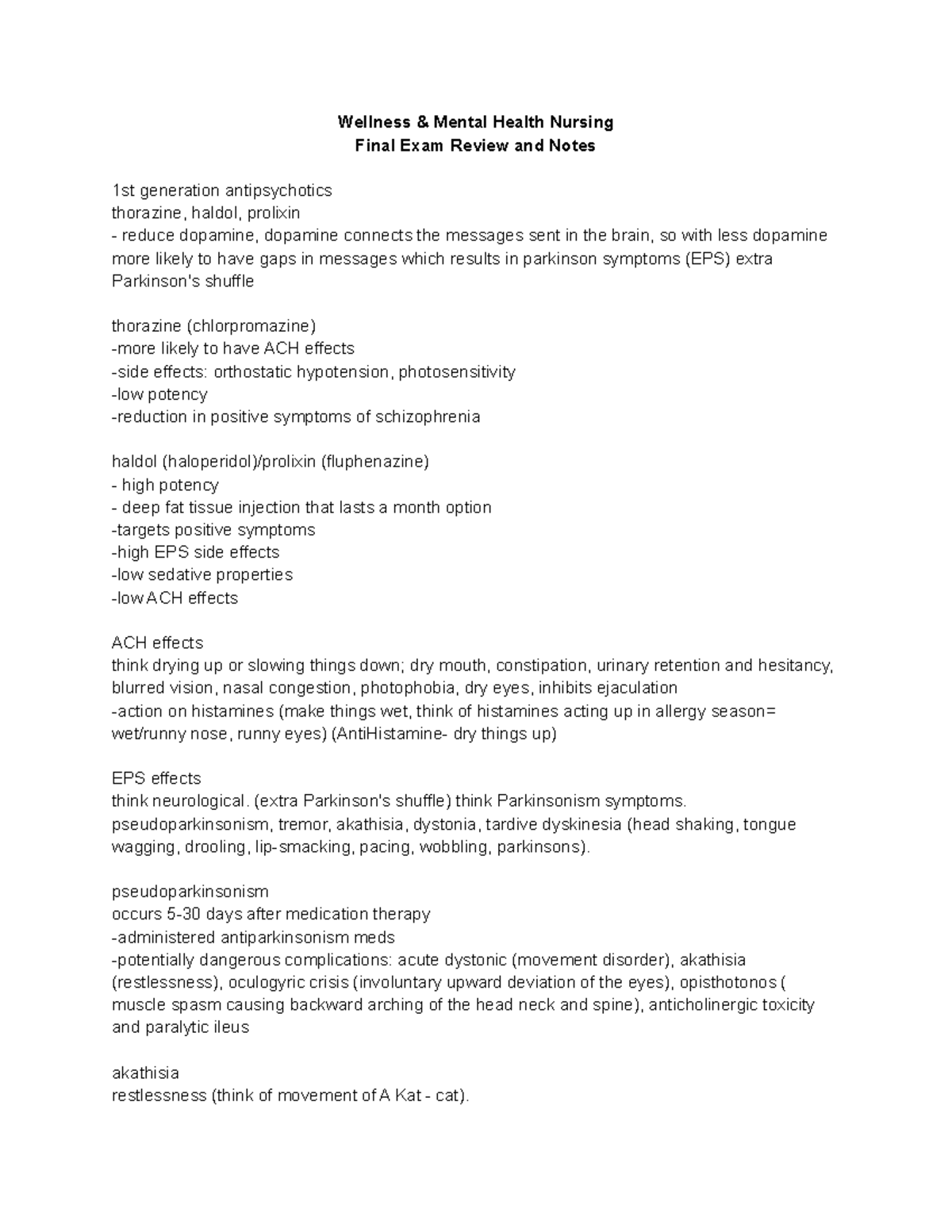 Wellness & Mental Health Final Exam Review - Wellness & Mental Health ...