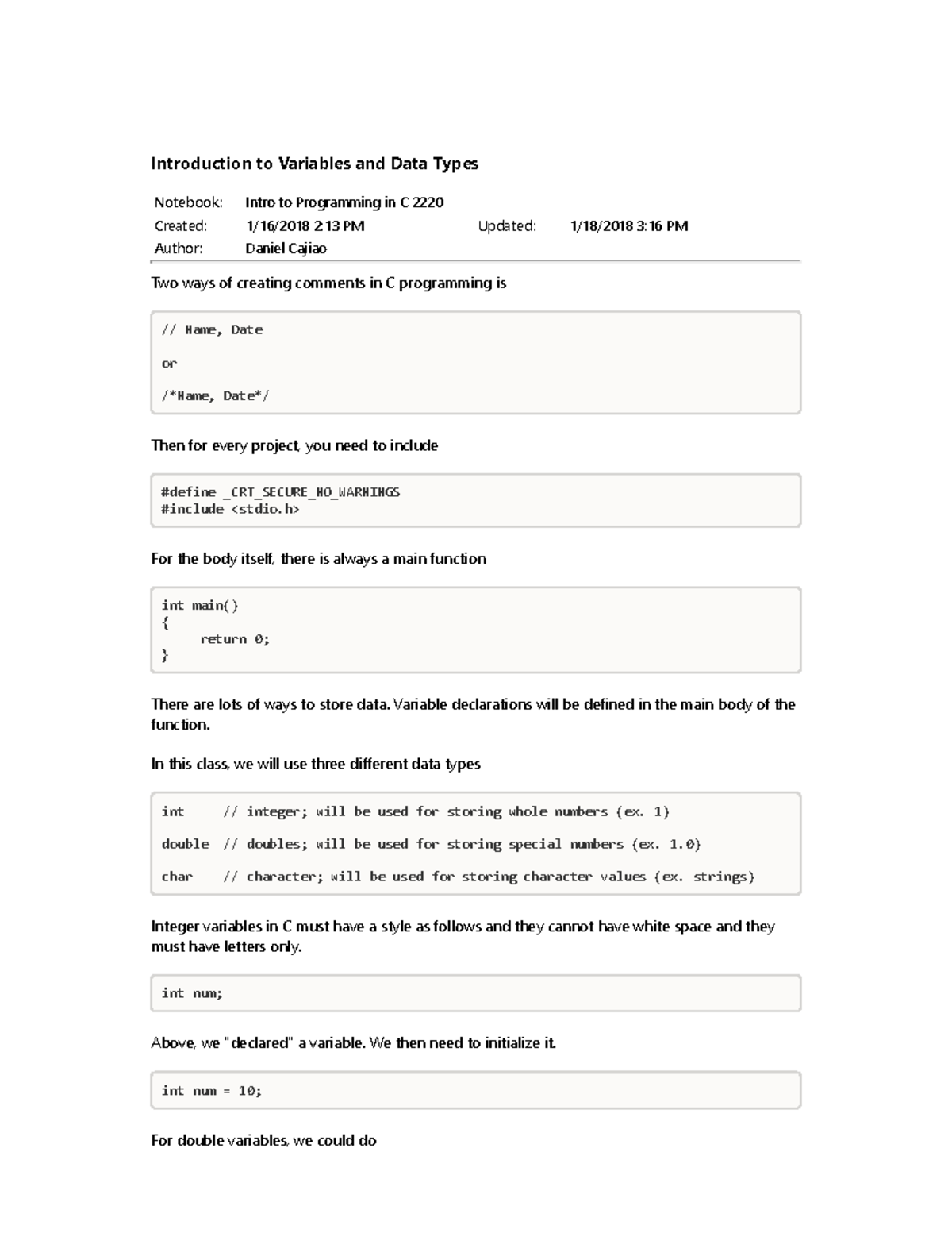 Introduction to Variable and Data Types - Introduction to Variables and ...