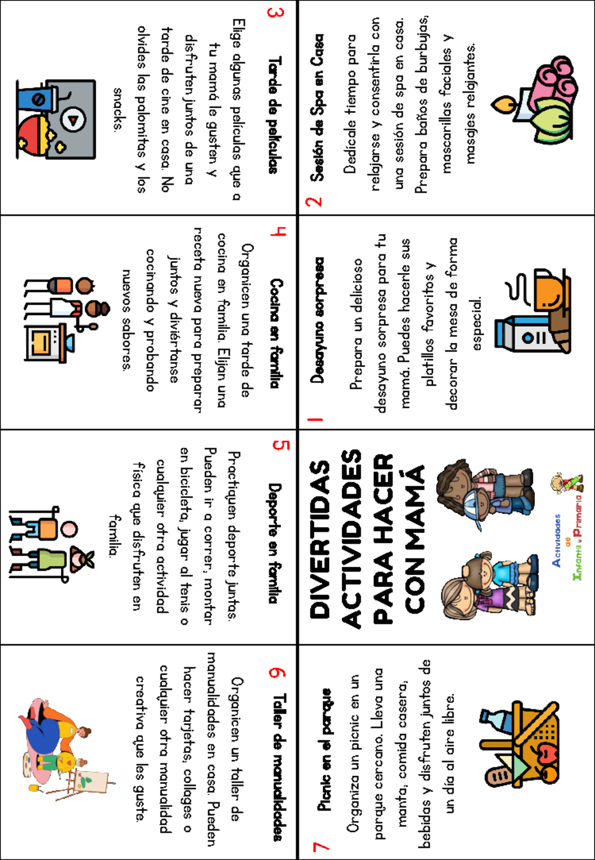 Minilibro 7 actividades para hacer el dia de la madre - 1 7 3 4 6 5 ...