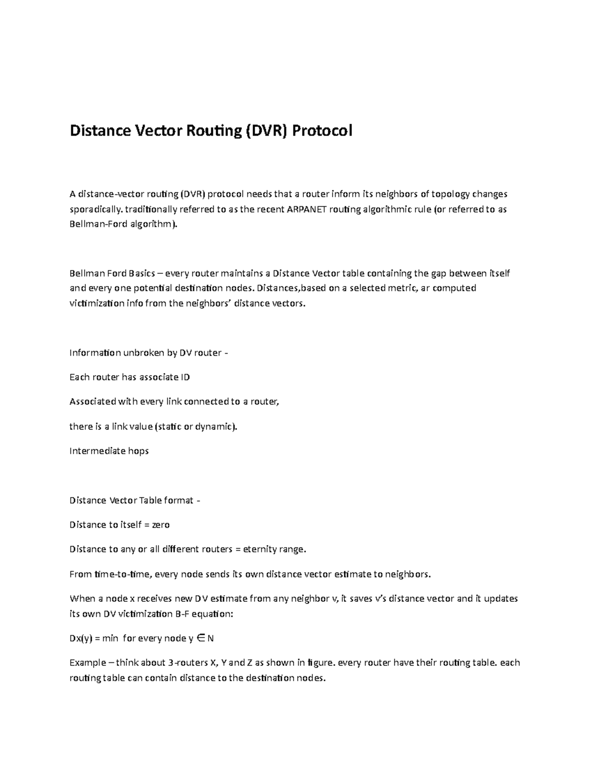 Distance Vector Routing (DVR) Protocol - traditionally referred to as ...