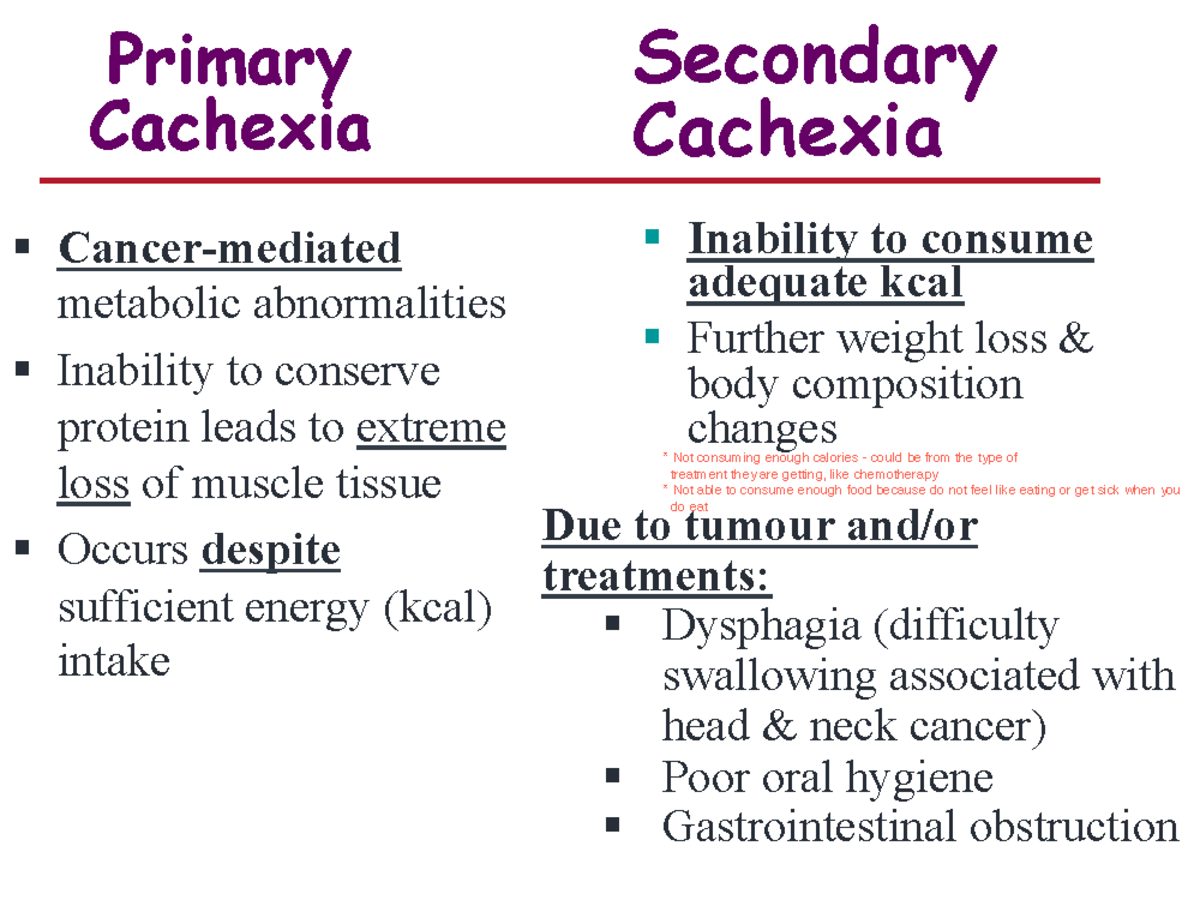 Lecture notes, lectures 19-20 - Cancer 2 - Primary Cachexia Secondary ...