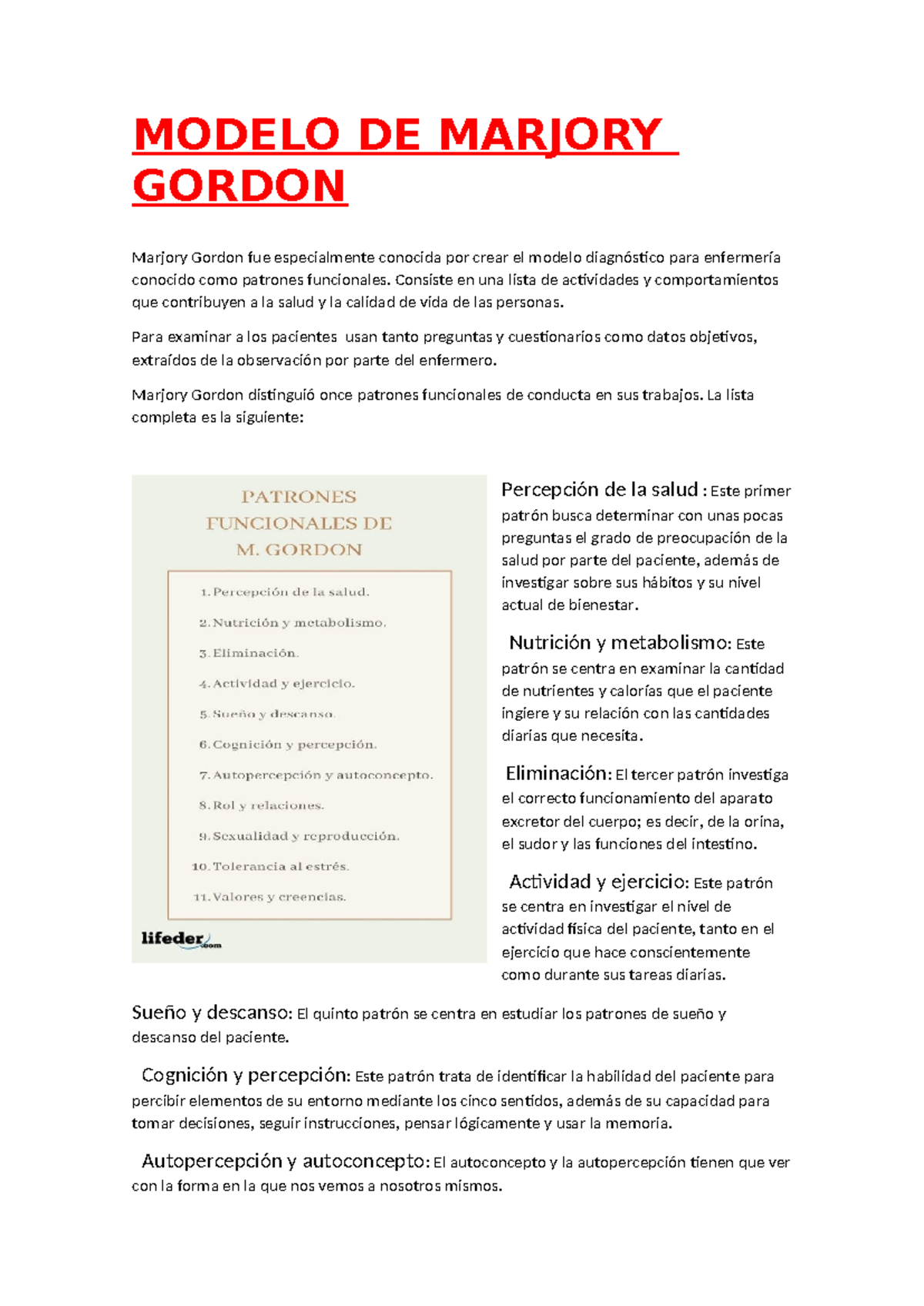 Modelo DE Marjory Gordon - MODELO DE MARJORY GORDON Marjory Gordon fue ...