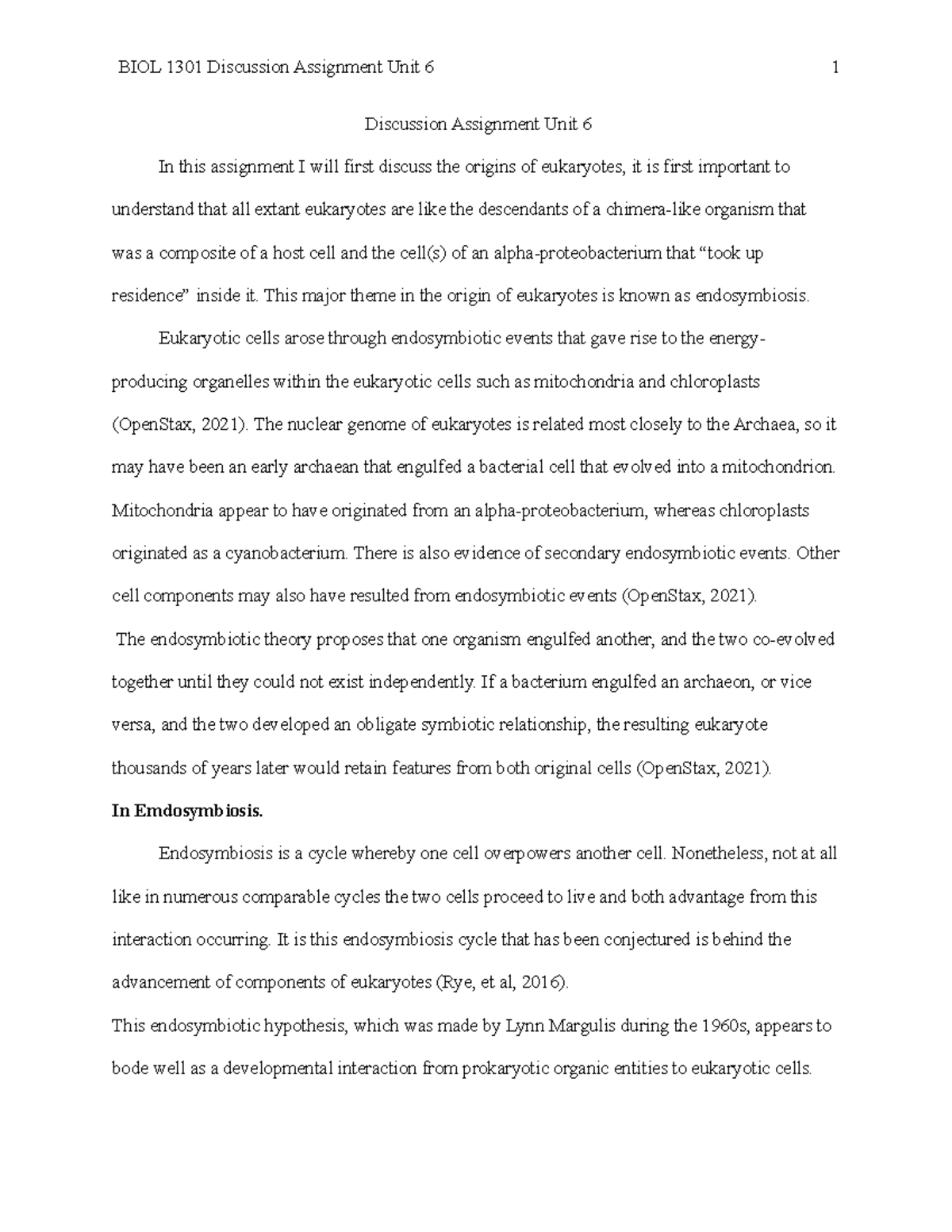 BIOL 1301 Discussion Assignment Unit 6 - Computer science - MUK - Studocu