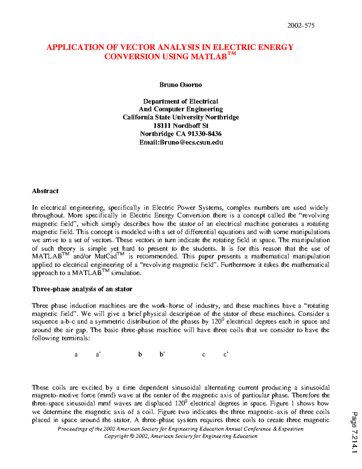 Application of vector analysis in electric energy conversion using ...