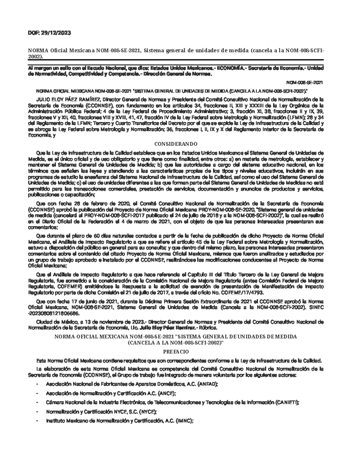 NOM 008 SE 2021 - Norma oficial mexicana que nos define el sistema ...