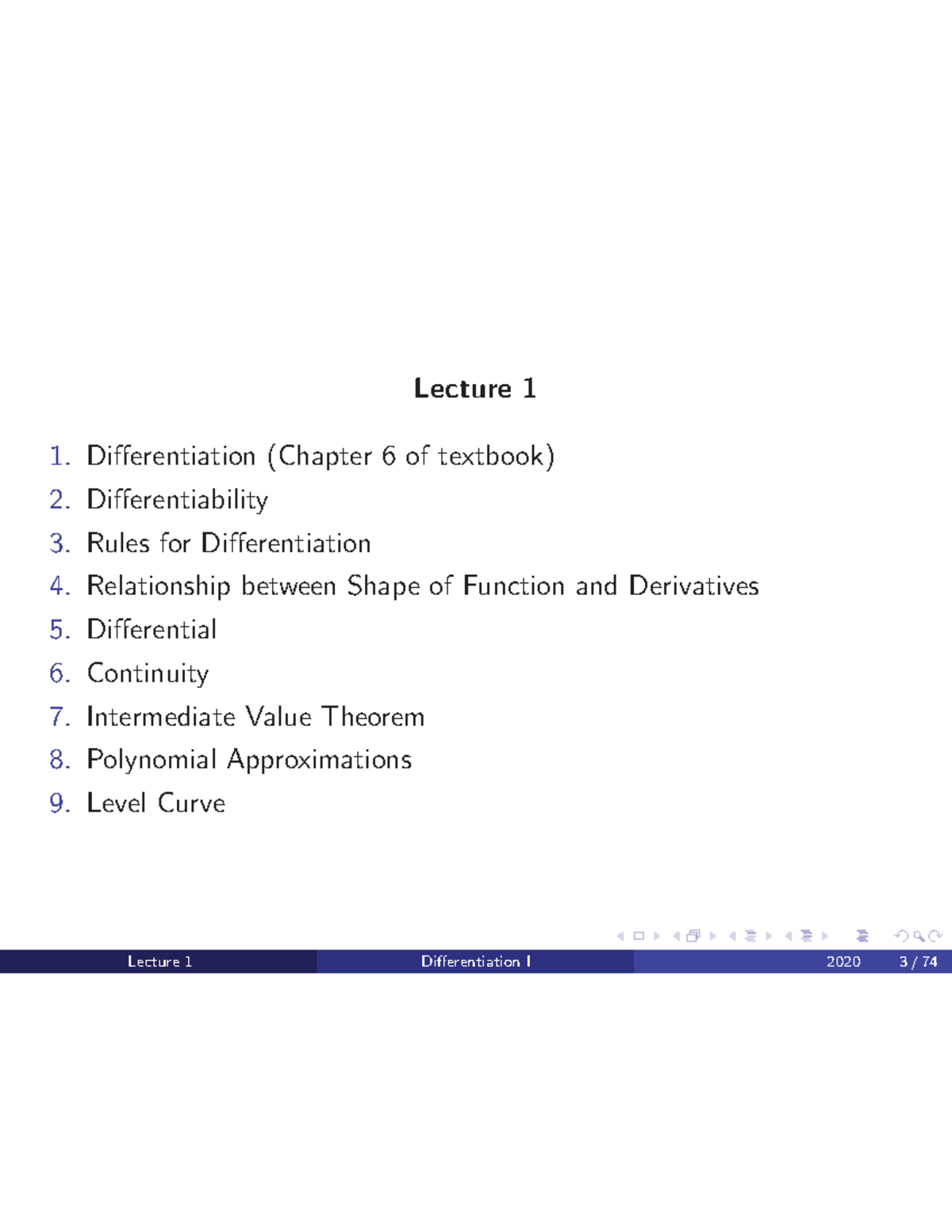 Lecture 1-Differentiation I - Lecture 1 1. Differentiation (Chapter 6 of textbook) 2. - Studocu