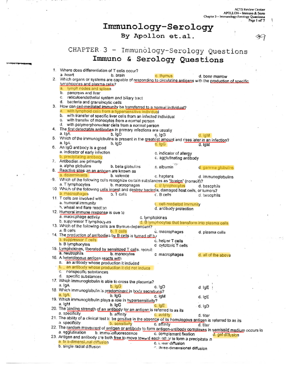 Apollon-Immunology and Serology QNA - Bachelor of Science in Medical ...