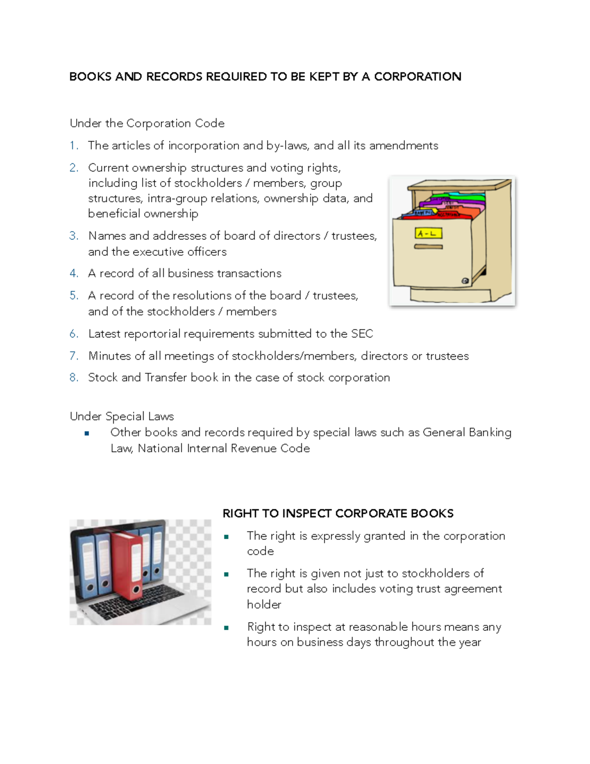 Module 10 - Corporation - BOOKS AND RECORDS REQUIRED TO BE KEPT BY A ...