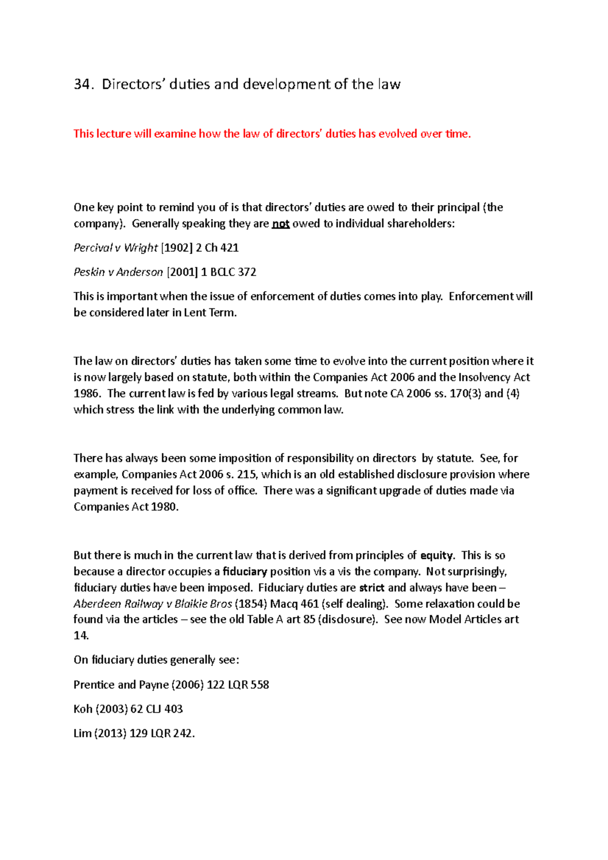 34 Directors Development Of Duties Law 34 Directors Duties And