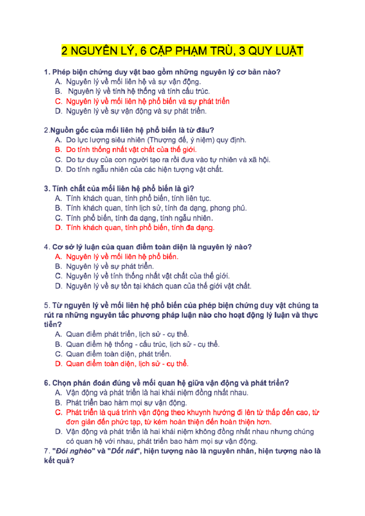 2 NguyêN LÝ, 6 CẶP PHẠM TRÙ, 3 QUY LUẬT - Giáo dục tiểu học - Studocu