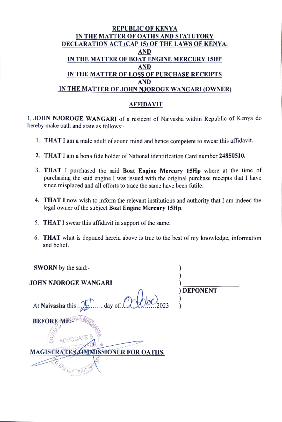 Adobe Scan Oct 25, 2023 (1) - IN THE MATTER OF OATHS AND STATUTORY ...