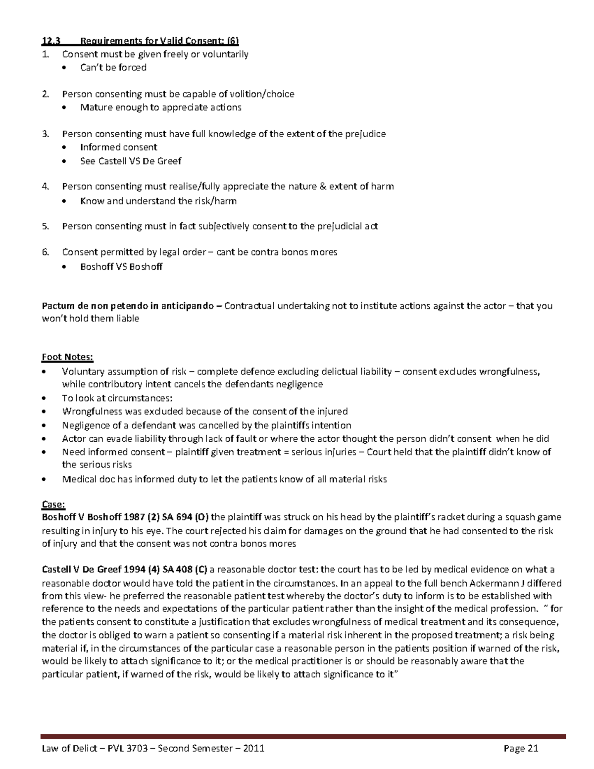 Requirements FOR Valid Consent - 12 Requirements for Valid Consent: (6 ...