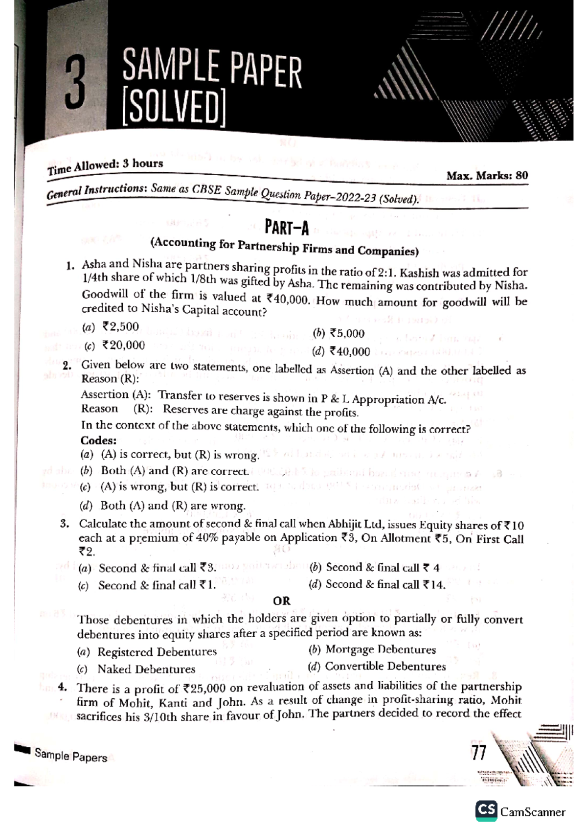 Sample Paper - 3 - Accountancy - Studocu