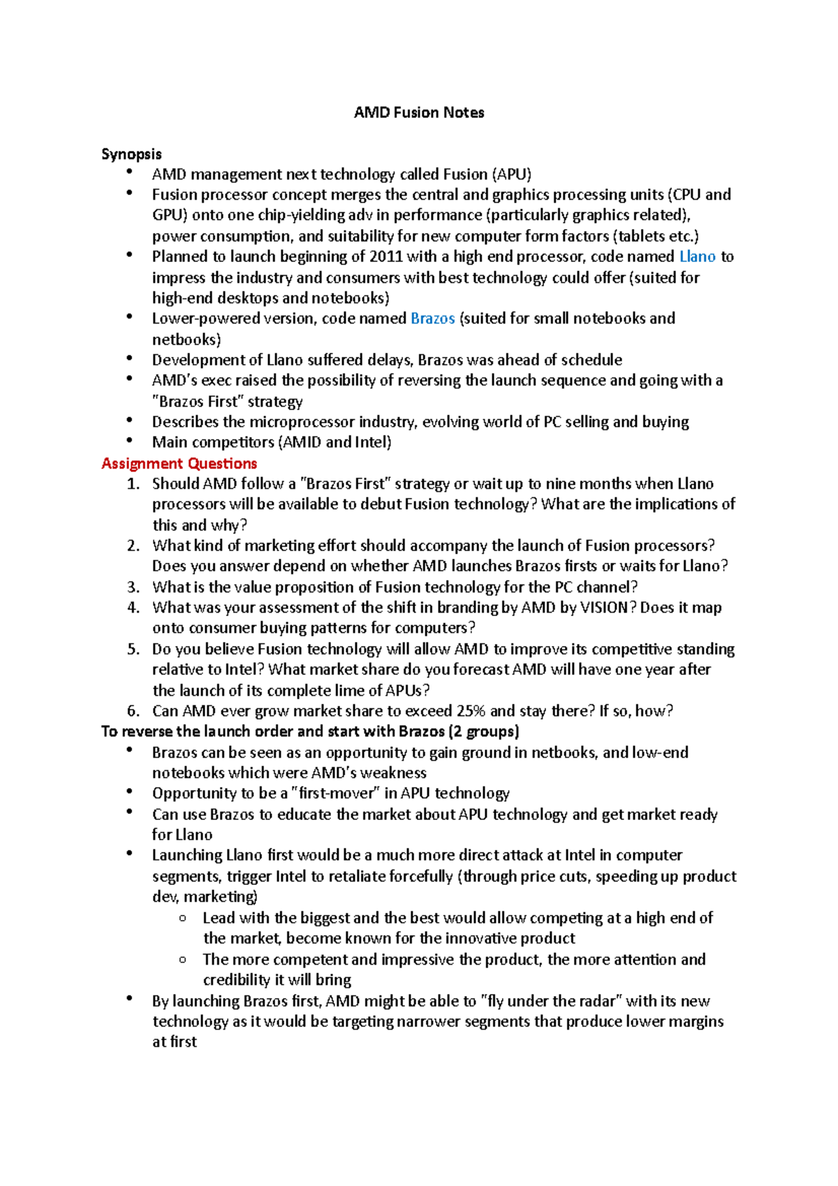 AMD Fusion Notes - AMD Fusion Notes Synopsis AMD management next ...