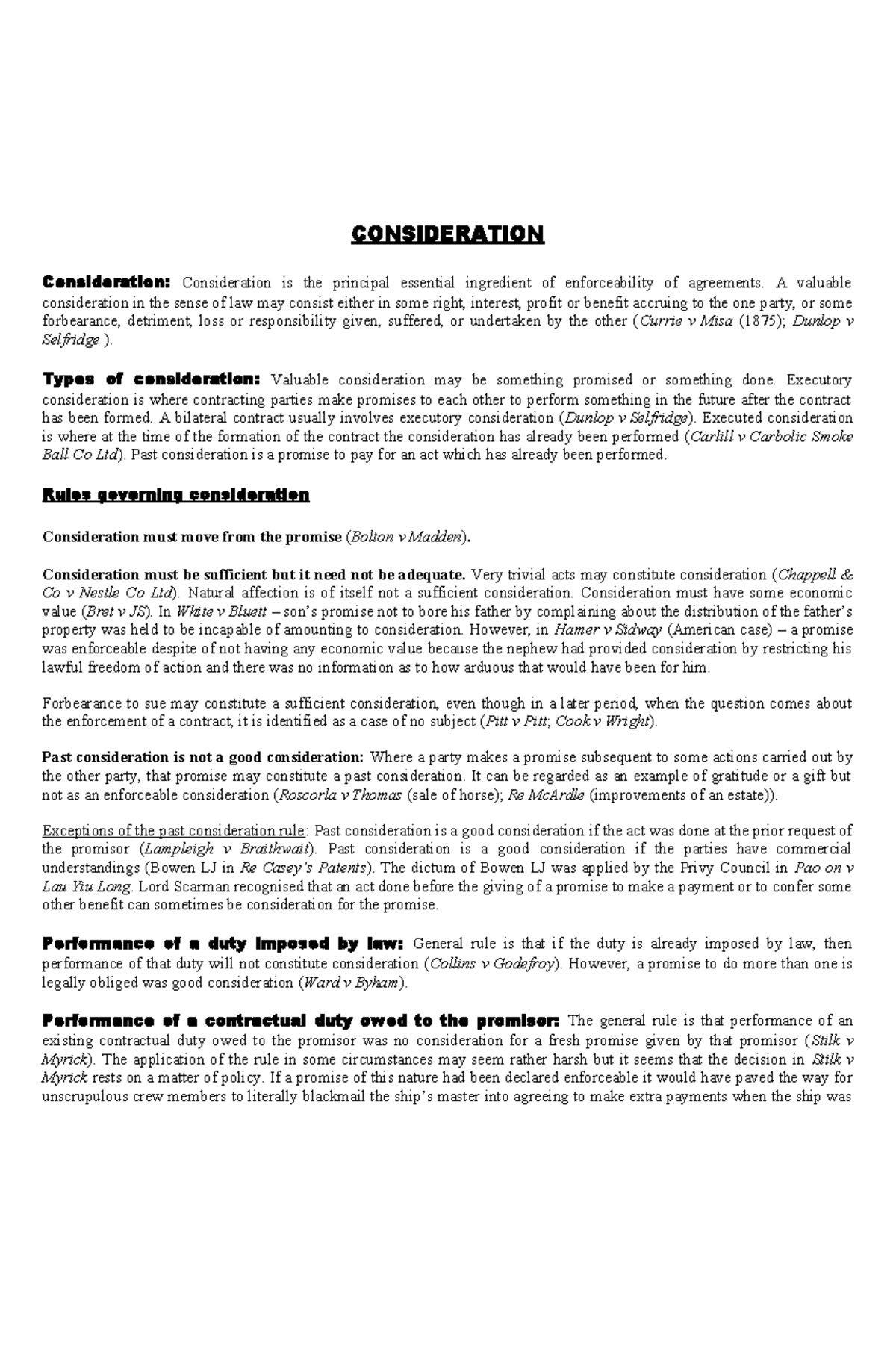 Consideration Note - Class note - CONSIDERATION Consideration ...