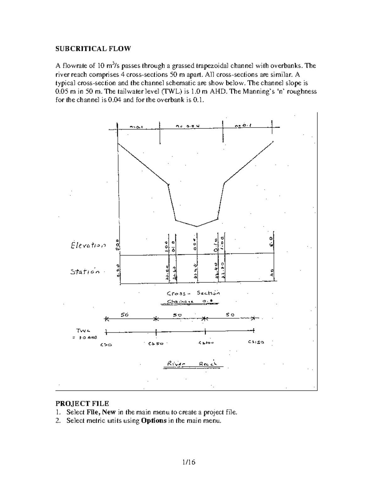 HEC-RAS Instruction Manual for Assignment 2 - SUBCRITICAL FLOW A ...