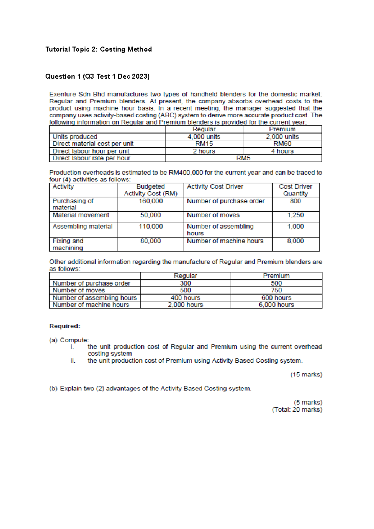 Tutorial Topic 2 Costing Method 241030 111528 - Tutorial Topic 2 ...