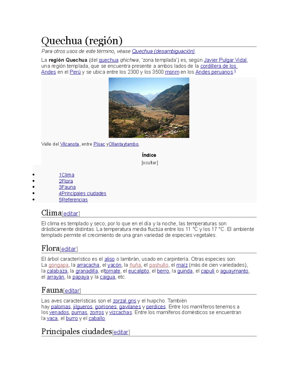 8 regiones naturales del peru - Quechua (región) Para otros usos de ...