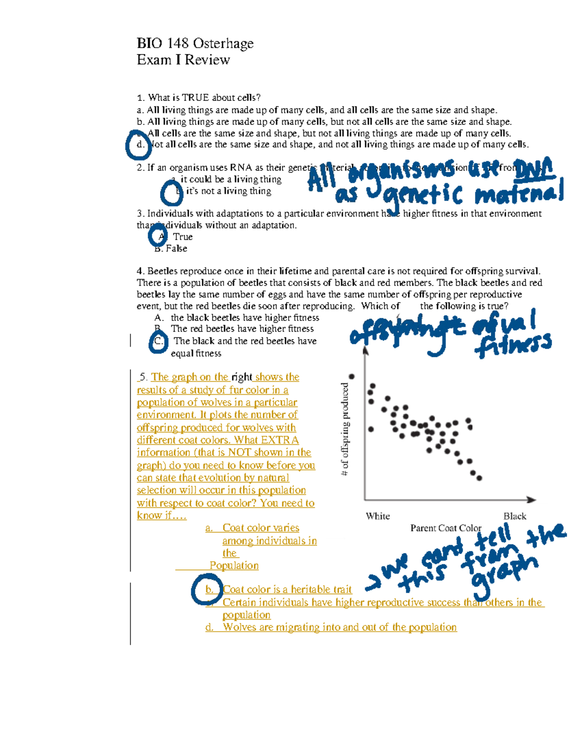 Exam I review Spring 2020 KEY - BIO 148 Osterhage Exam I Review 1. What is TRUE about cells? a ...